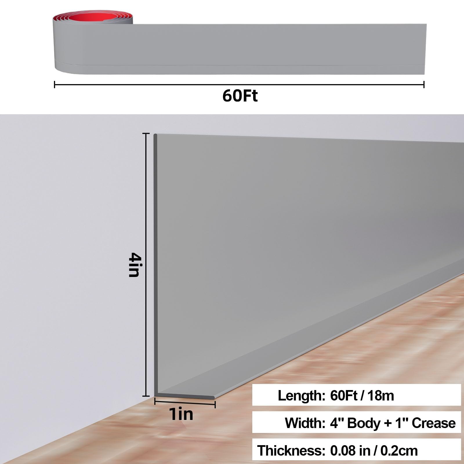 Snapklik.com : Duzzy Flexible Baseboard Molding Trim, 5 Inch