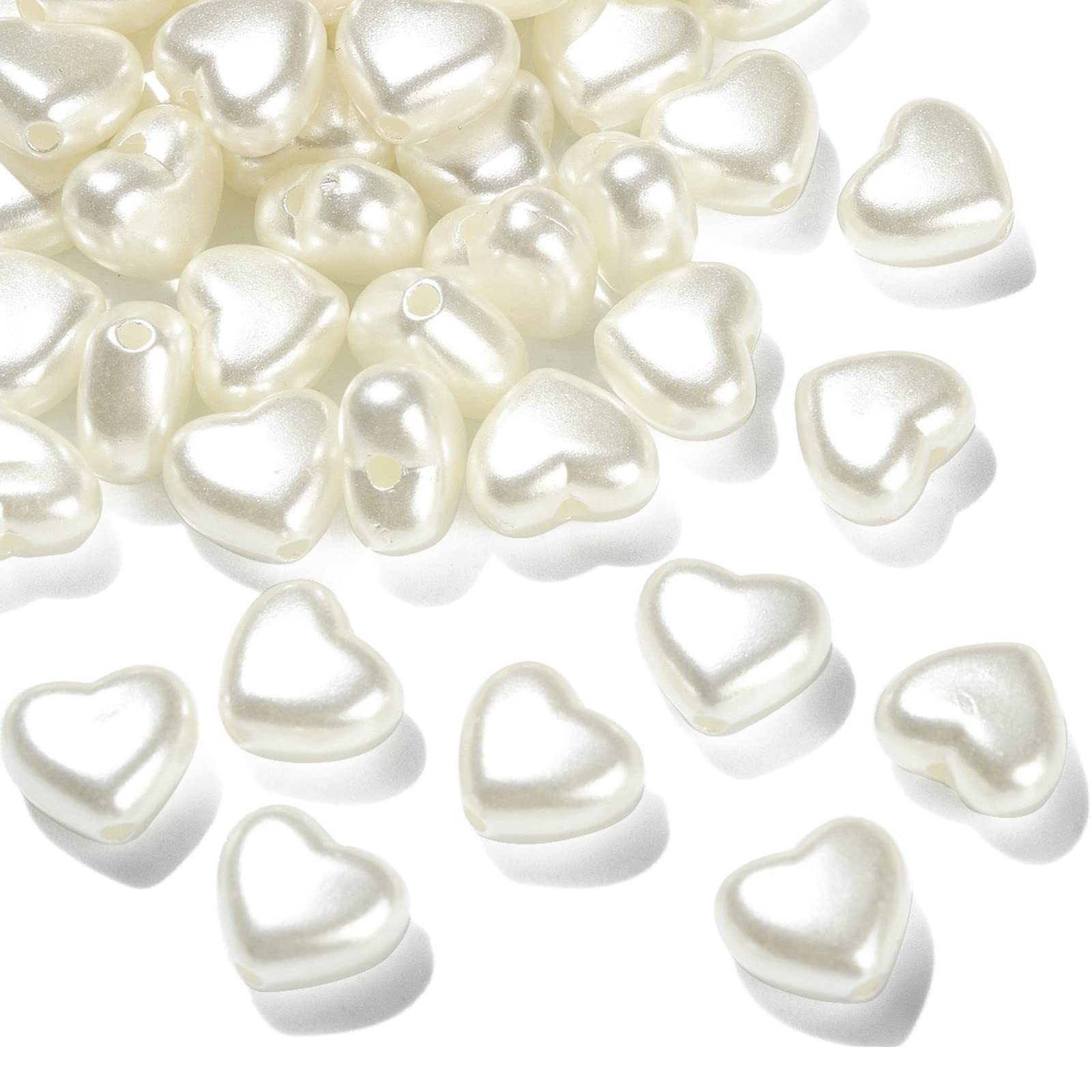 Amazon.com: KitBeads 200pcs Imitation Pearl Heart Beads Acrylic Heart ...