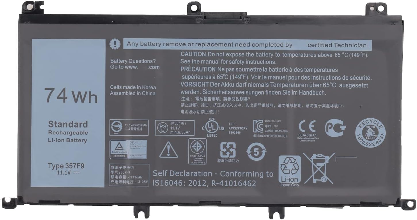 Amazon.com: 7xinbox 11.1V 74Wh 357F9 Replacement Laptop Battery for ...