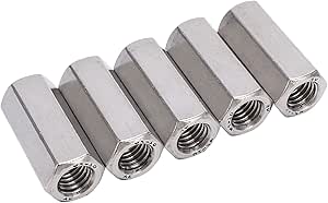 5Pcs Silver M12 Hex Coupling Nut, Corrosion Resistance Robust 304 ...
