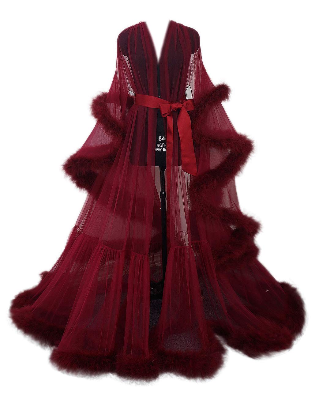 Sexy Feather Bridal Robe Tulle Illusion Long Wedding Scarf New Custom ...