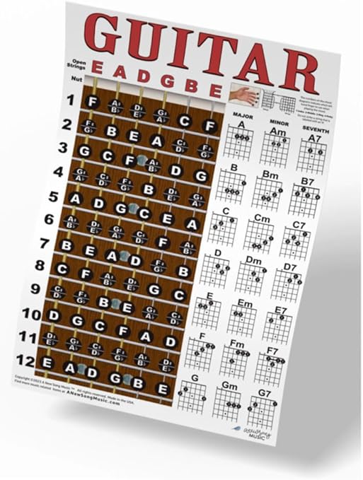 Amazon.com - A New Song Music Guitar Chord & Fretboard Note Chart ...
