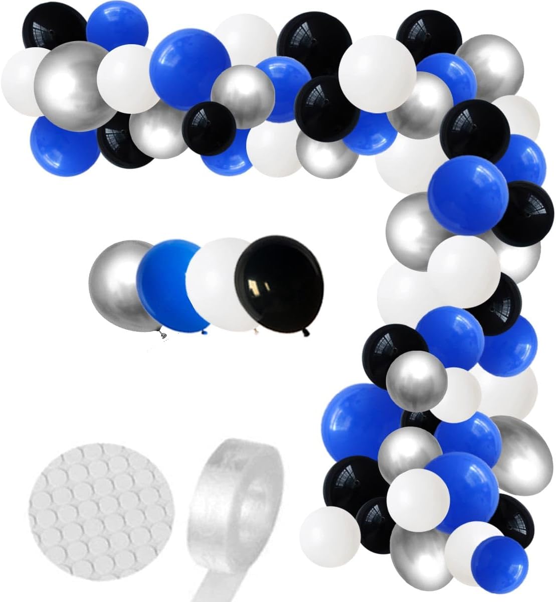 Amazon.com: Blue Black White Silver Balloon Garland Arch Kit 127PCS Royal Blue Black White ...