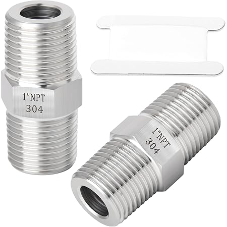Amazon.com: Megairon 1" x 1" NPT Male Threaded Hex Nipple,Stainless Steel 304 Quick Coupler Pipe ...