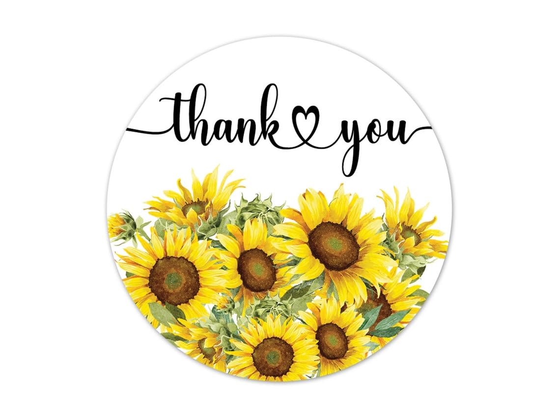 Amazon.com: Sunflower Thank You Stickers, 1 inch Yellow Floral Round ...