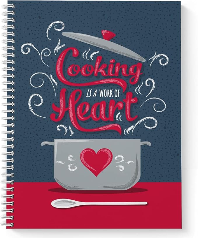 Amazon.com : Softcover Cooking With Heart 8.5" x 11" Recipe Spiral ...