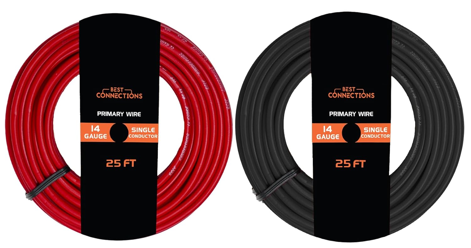BEST CONNECTIONS 14-Gauge Automotive Primary Wire Bundle (25ft Each ...