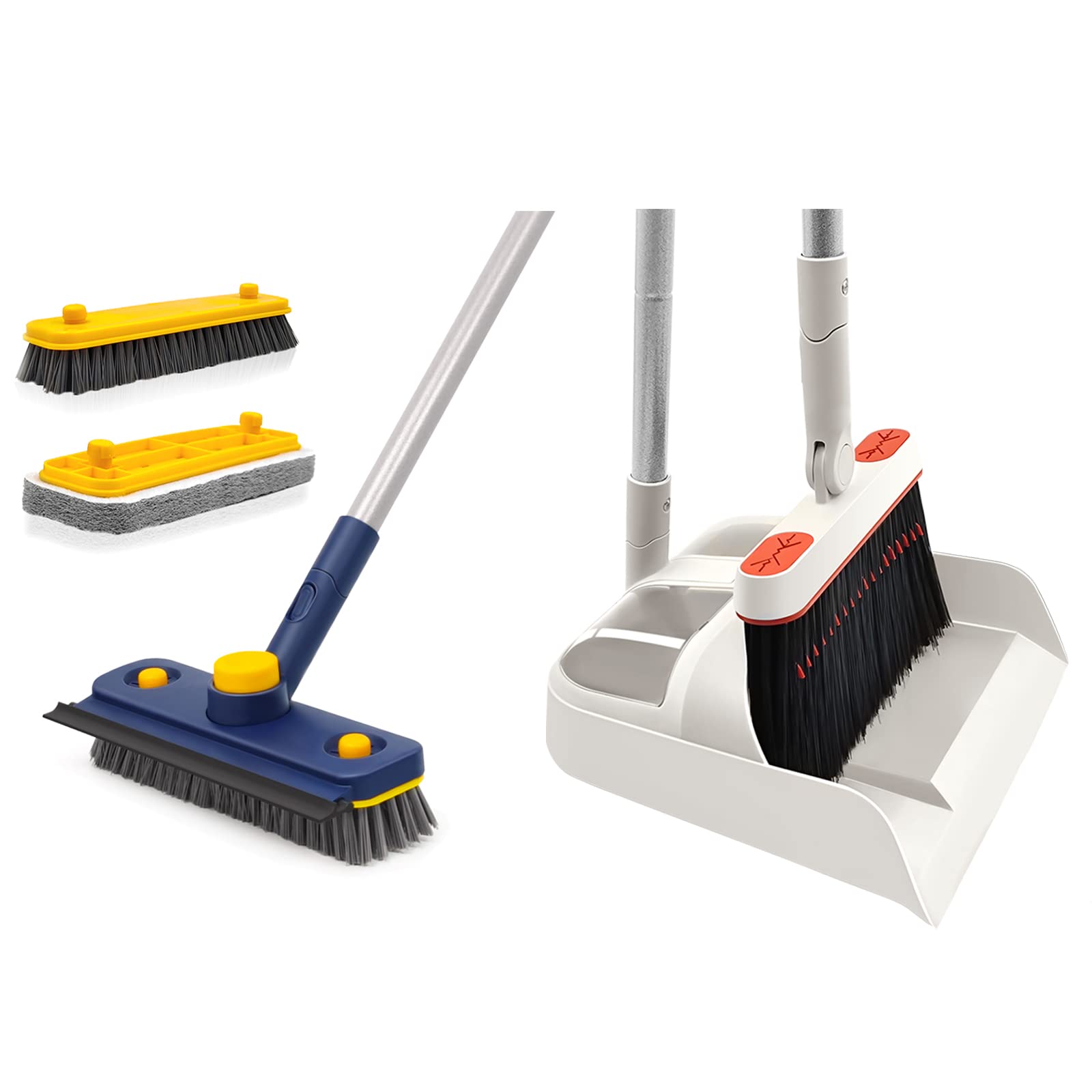 Amazon.com: Broom and Dustpan Set for Home, Tub Tile Scrub Brush 3 in 1 ...