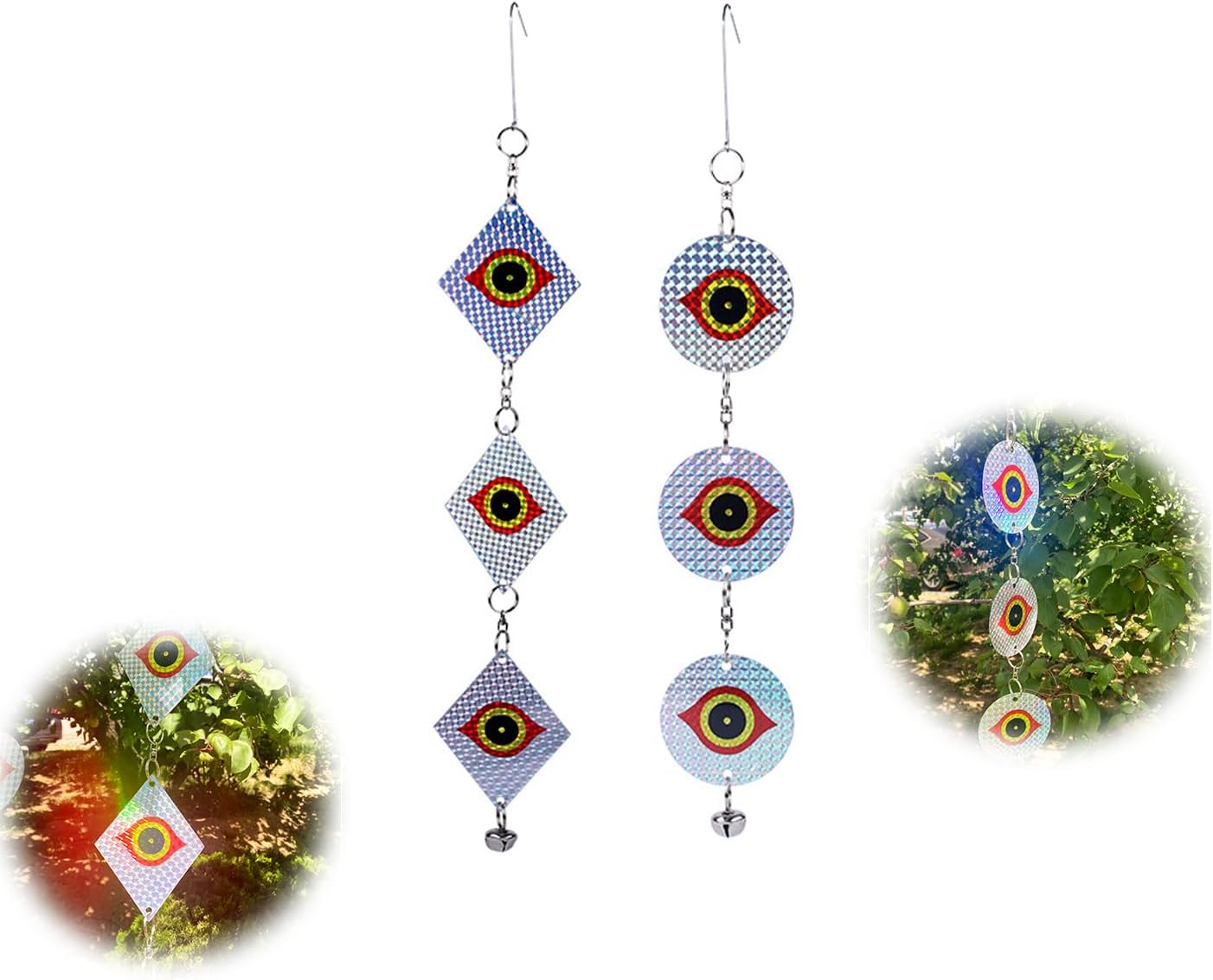 Vokowin 2pcs Bird Scarers for Garden, Hawk Eye Bird Deterrent Hanging ...