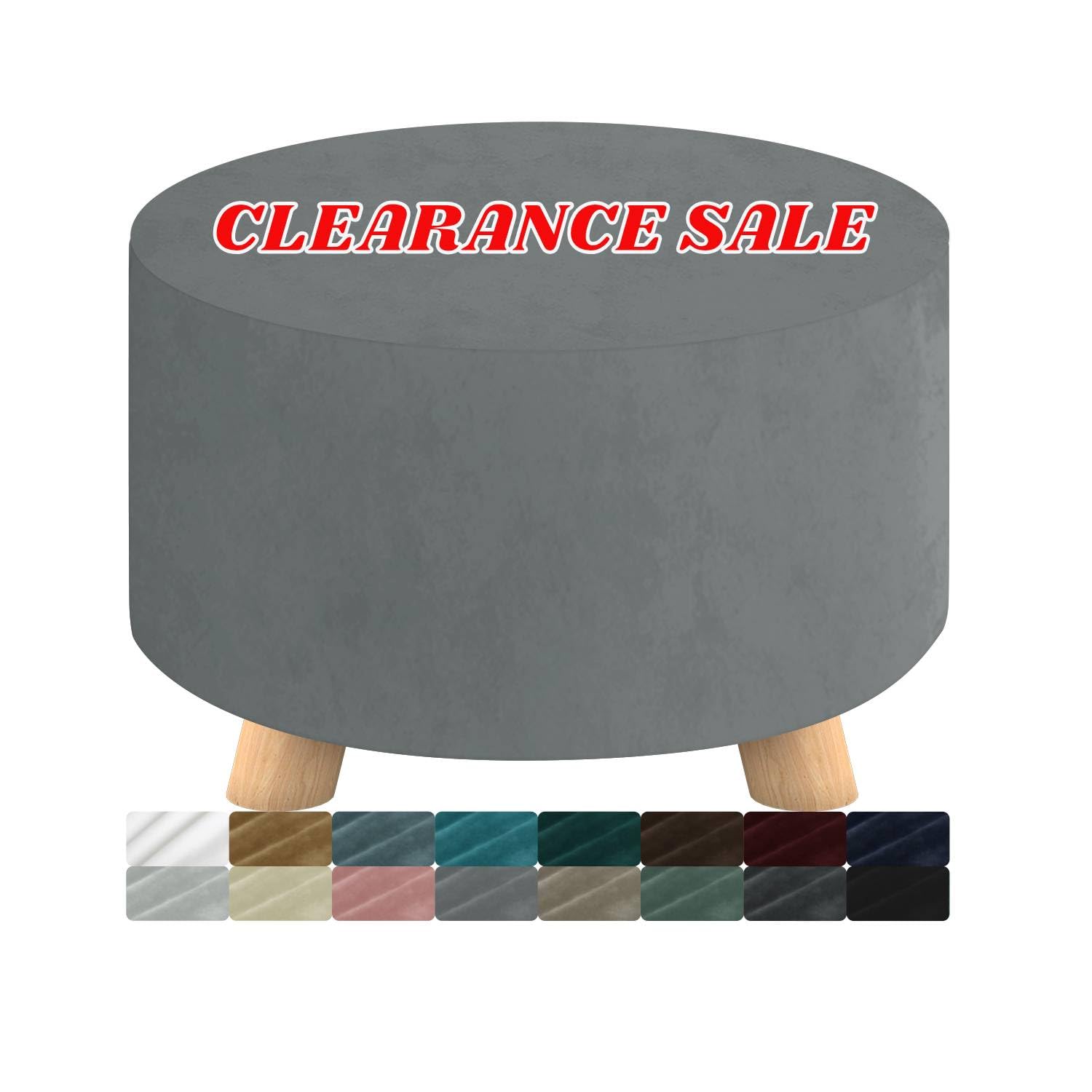 Amazon.com: MAXIJIN Velvet Ottoman Cover Round Stretch Round Ottoman ...