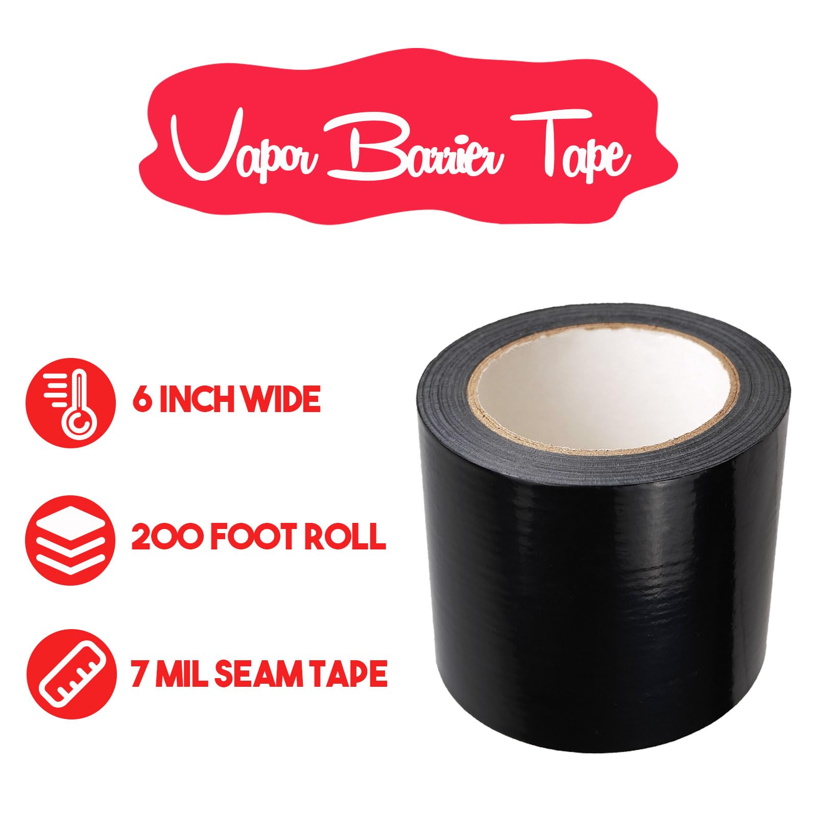 Snapklik.com : 6" Polyethylene Tape, Black Seal Tape For Crawl Space ...