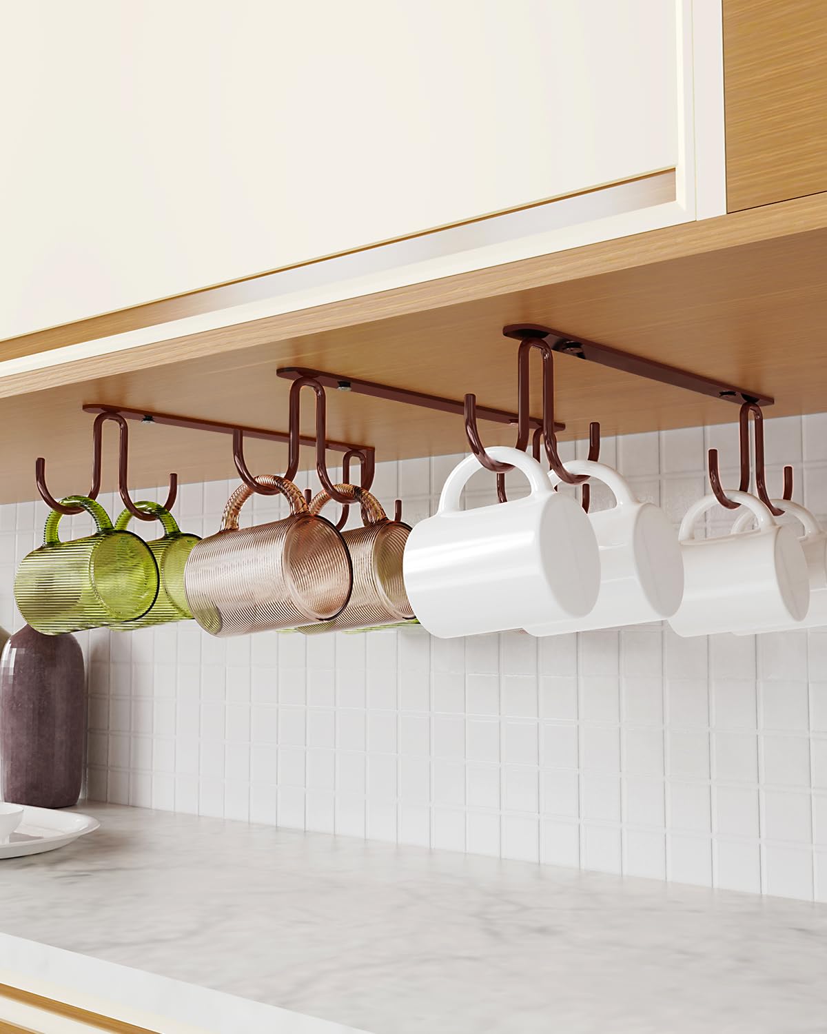 Amazon.com - Luckinow Mug Hooks Under Cabinet 3 Pack, Coffee Cup Hooks ...