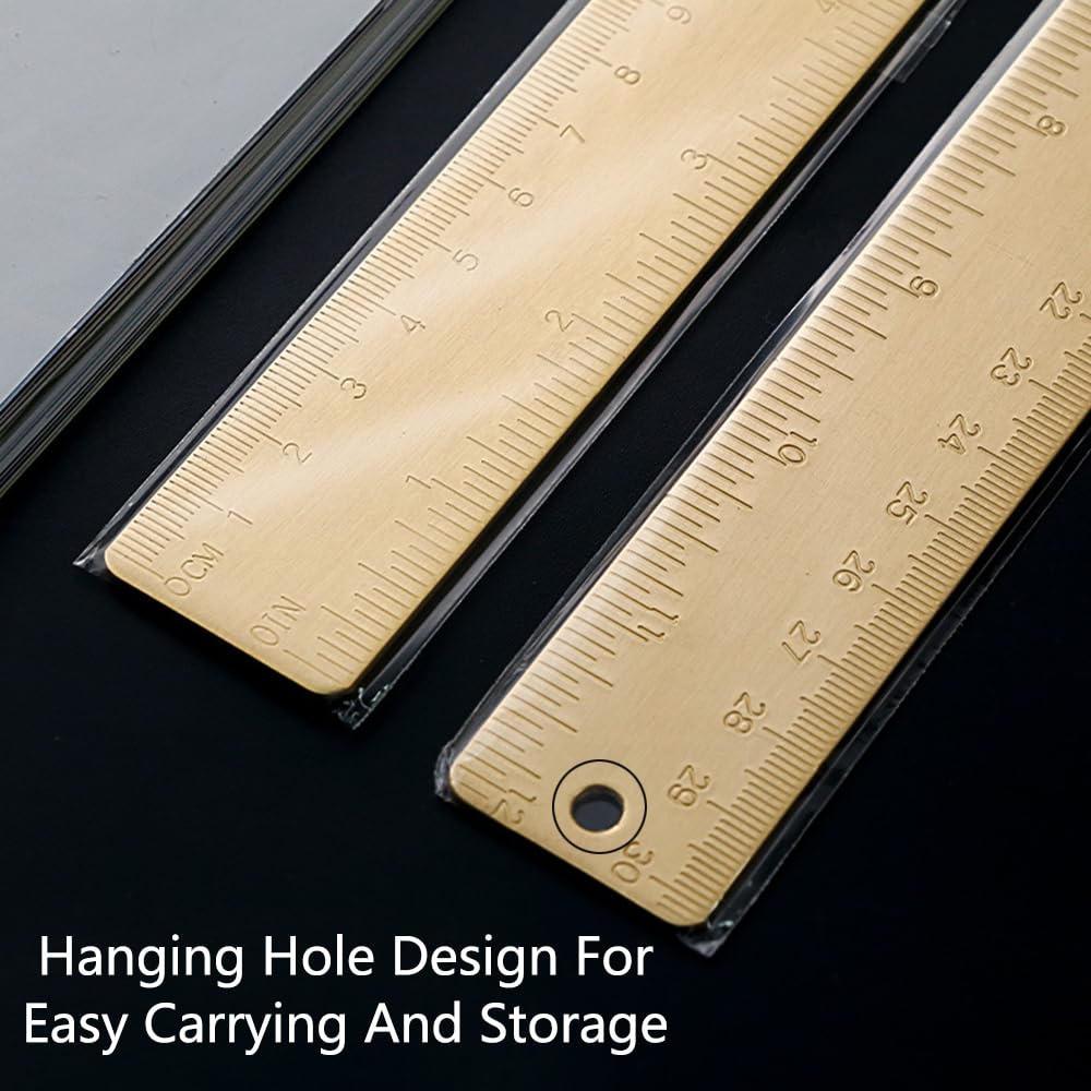 Snapklik.com : 2Pcs 12inches/30cm Brass Measuring Rulers, Dual Scales ...
