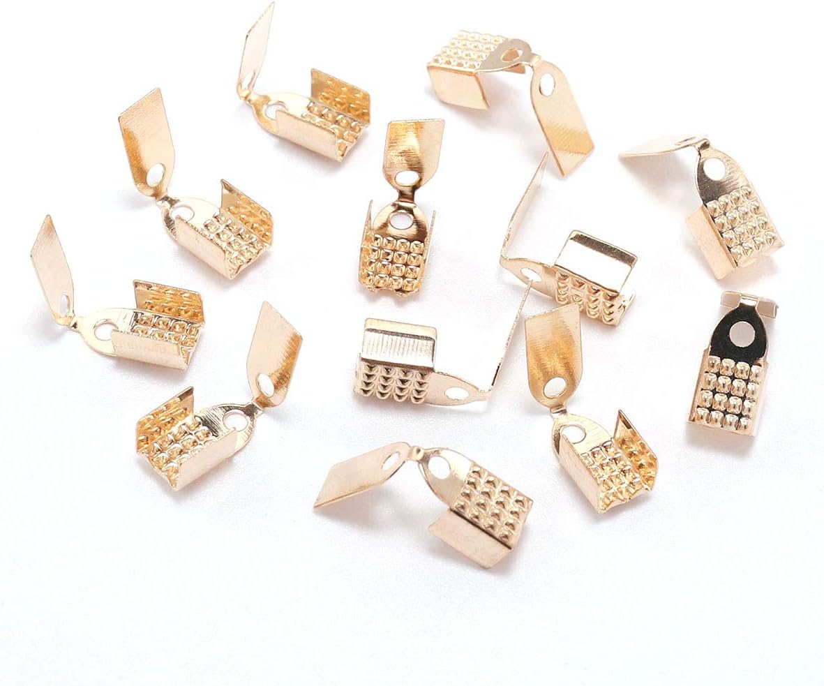 Amazon.com: 100pcs 4 mm Metal Rope Fastener Crimp Fold Over Cord End ...