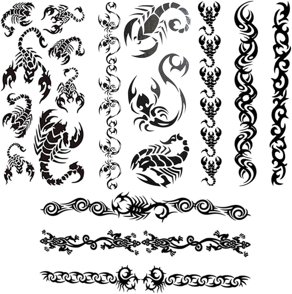 Amazon.com: Yeeech 3D Scorpion Temporary Tattoos Sticker for Men Black ...
