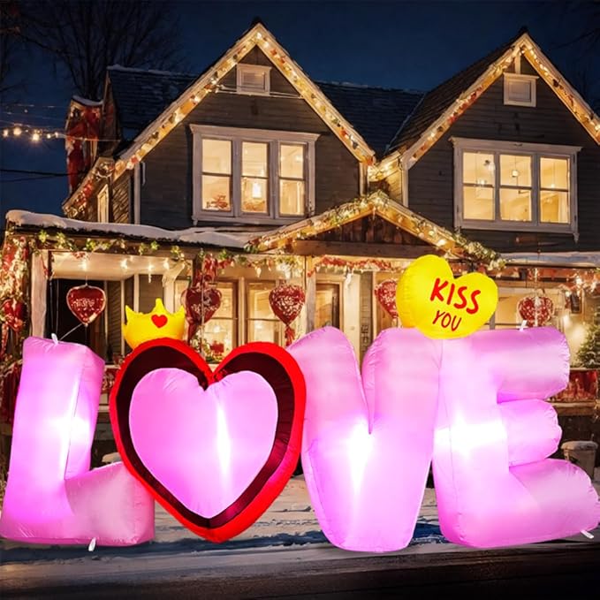 Amazon.com: 9ft Valentine Inflatable Love Letters with Build-in LED ...