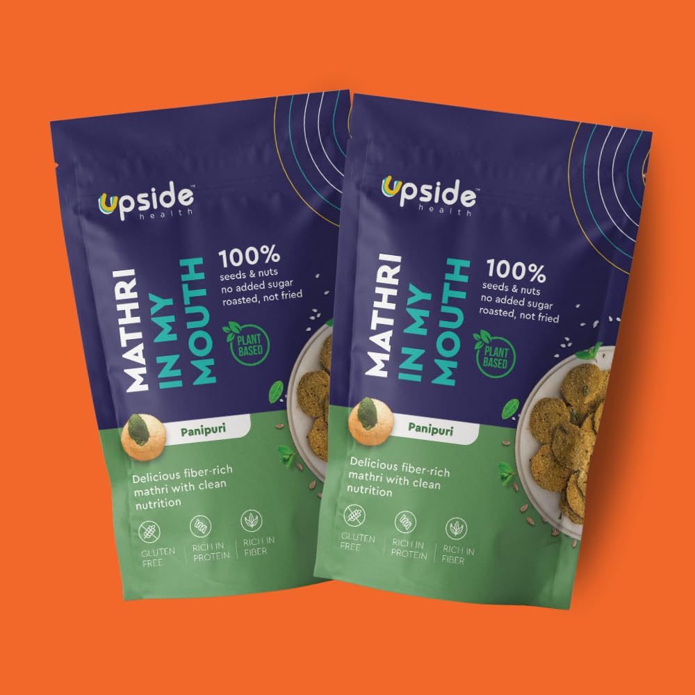 Upside Health Panipuri Flavour Mathri (Pack of 2, 90g) | 100% Seeds ...