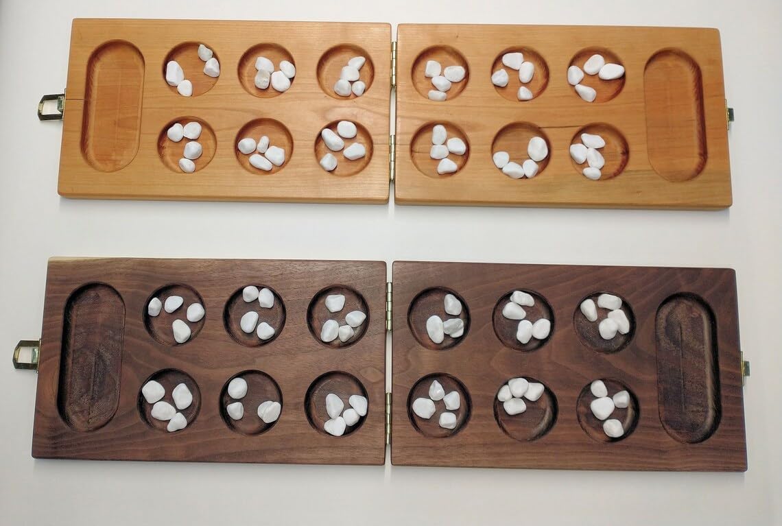 Amazon.com: Handcrafted Folding Mancala Game Set with River Stones and ...