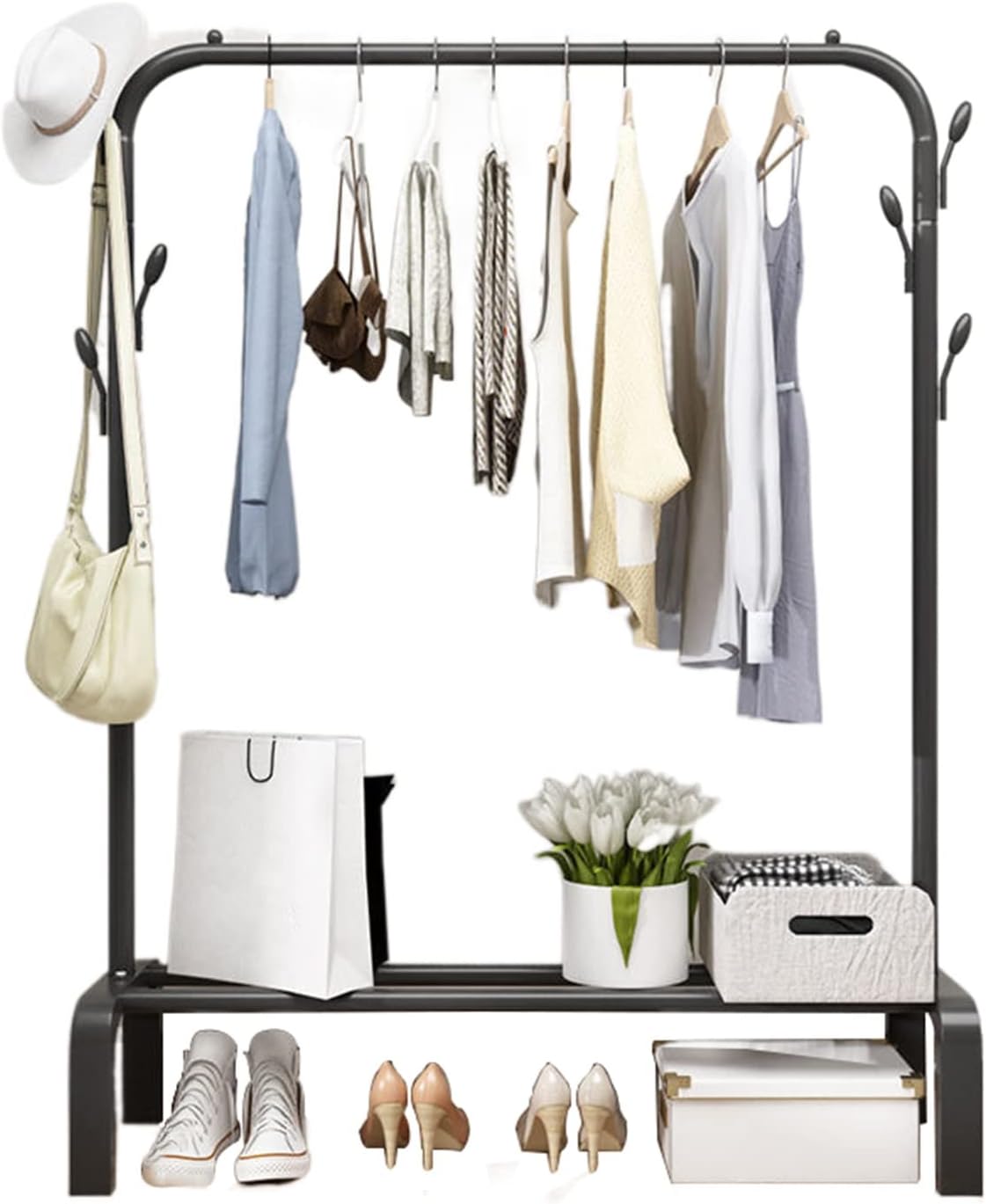 Amazon.com: Garment Rack Clothes Rack Clothes Organizer with Hooks and ...