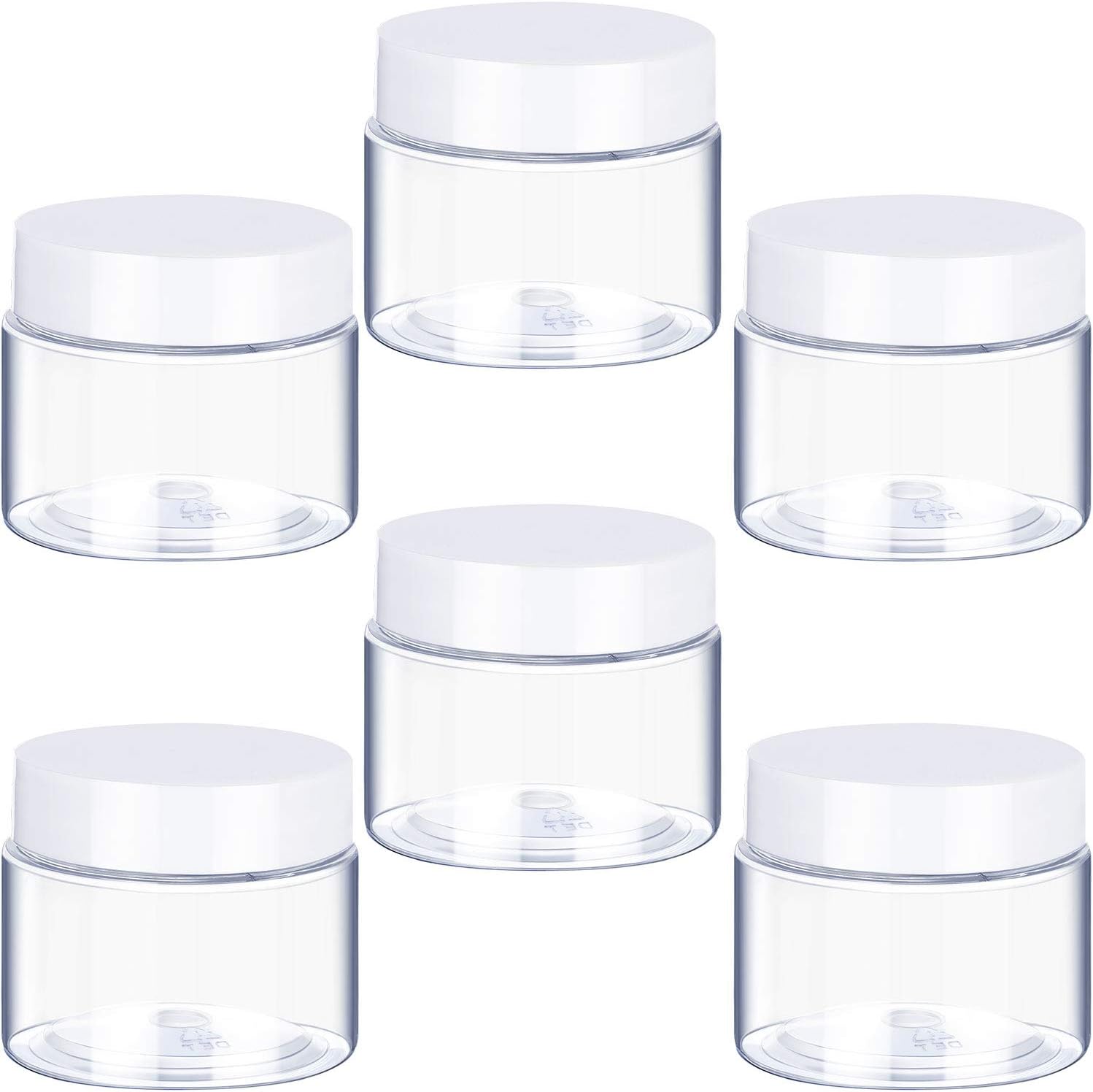 Amazon.com: 6 Pack 2 oz Plastic Pot Jars Round Clear Leak Proof Plastic ...
