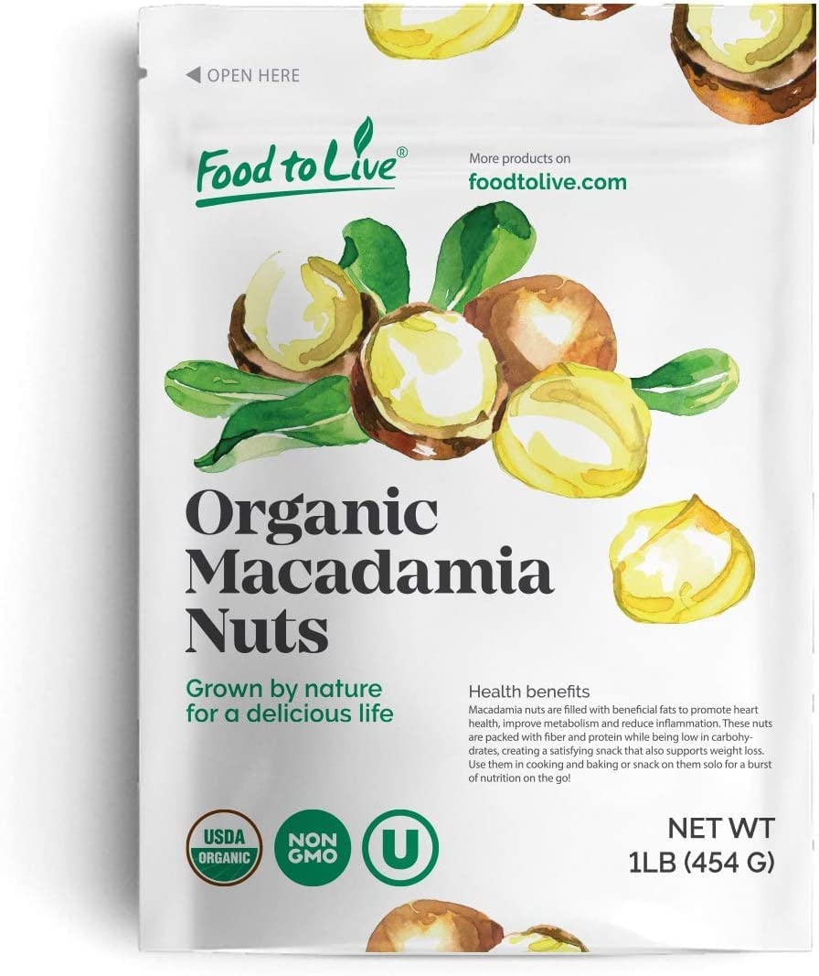 Amazon.com : Organic Whole Macadamia Nuts, 1 Pound – Non-GMO, Raw ...