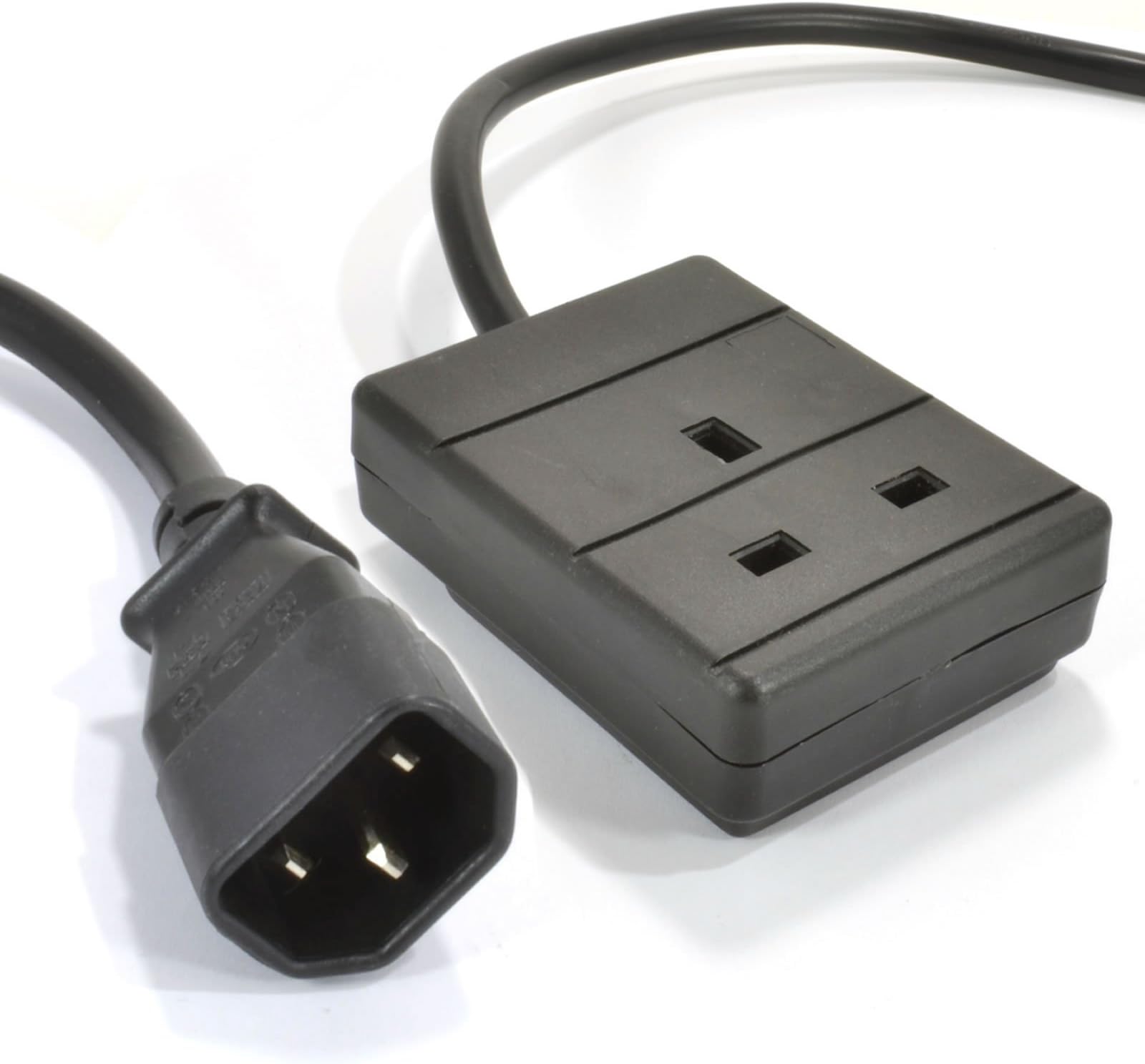 1m IEC C14 Connector Plug to UK 13 Amp 4 Gang Socket – IEC to Mains ...