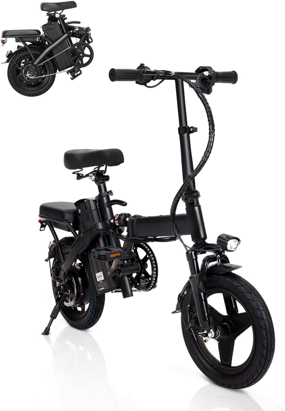 14" A1 Electric Bike Easy Folding, Commuter Electric Bicycle for Adult, City E-Bike Peak 500W ...