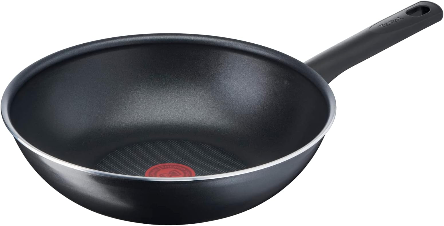 Tefal 28 cm Wok pan, 6 to 8 People, No Induction, Non-Stick Coating ...