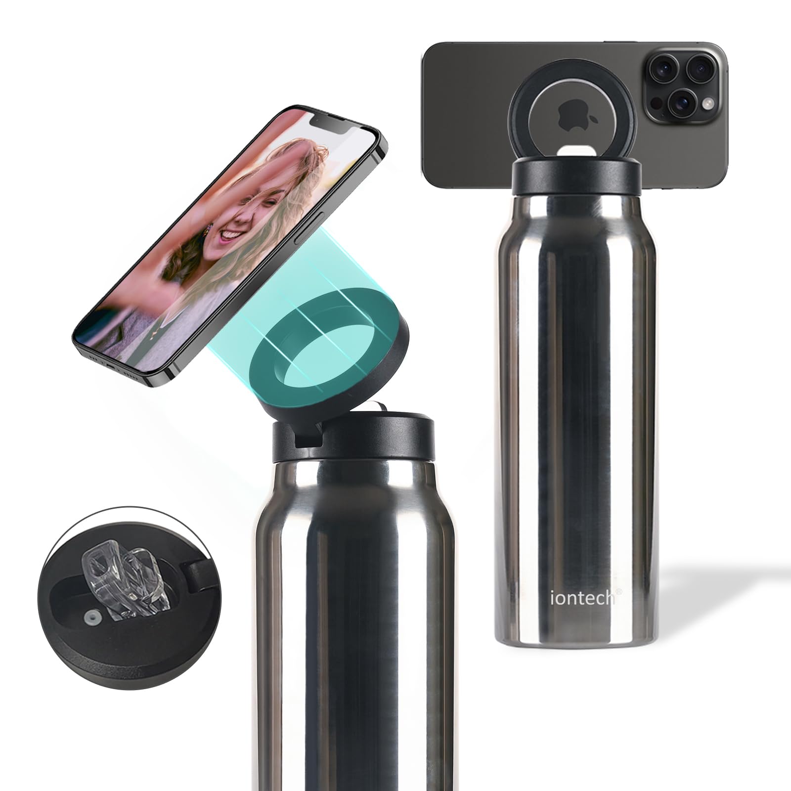 Amazon.com: Insulated Water Bottle with Magnetic Phone Holder ...