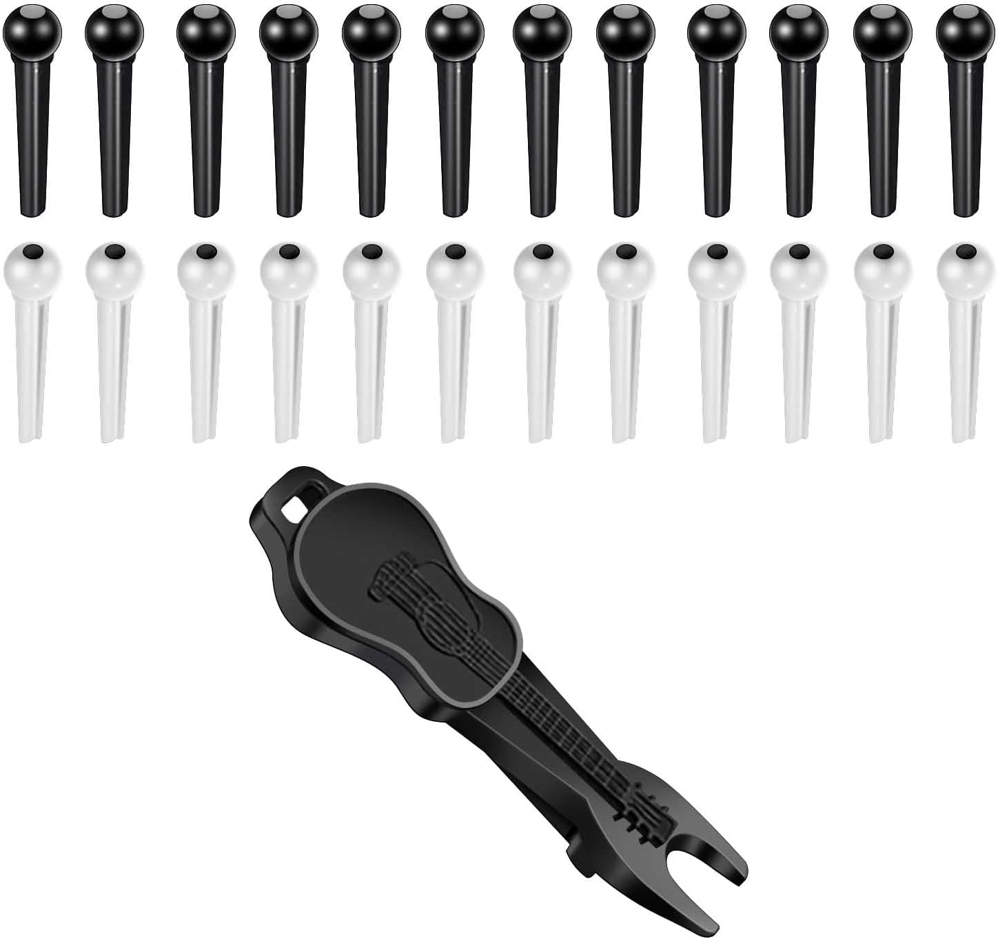 Amazon.com: 24pcs Guitar Bridge Pins with Bridge Pin Puller Remover ...