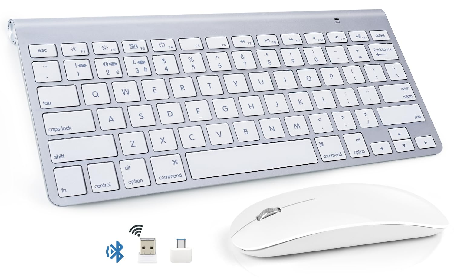 Bluetooth Keyboard and Mouse Combo for Mac QWERTY Quiet Wireless ...