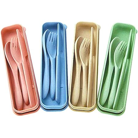 Amazon.com | SUNNYHILL 4PCS Portable Utensils Set Straw Cutlery Set ...