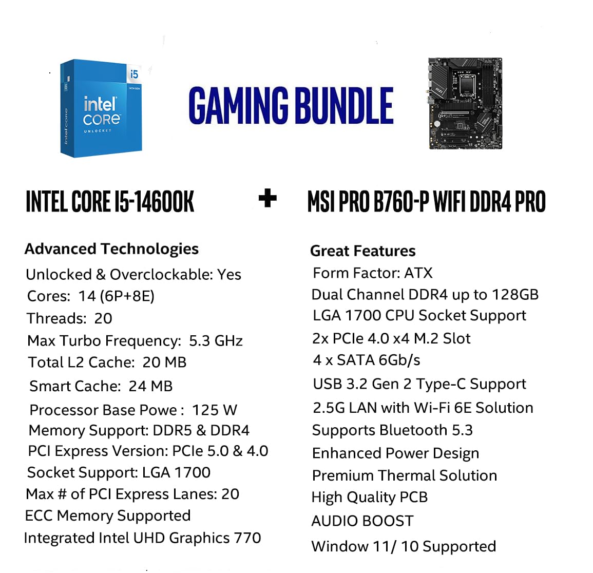 Snapklik.com : INLAND CPU Motherboard Intel Core i5-14600K 14 (6P+8E) Cores Up To 5.3 GHz ...