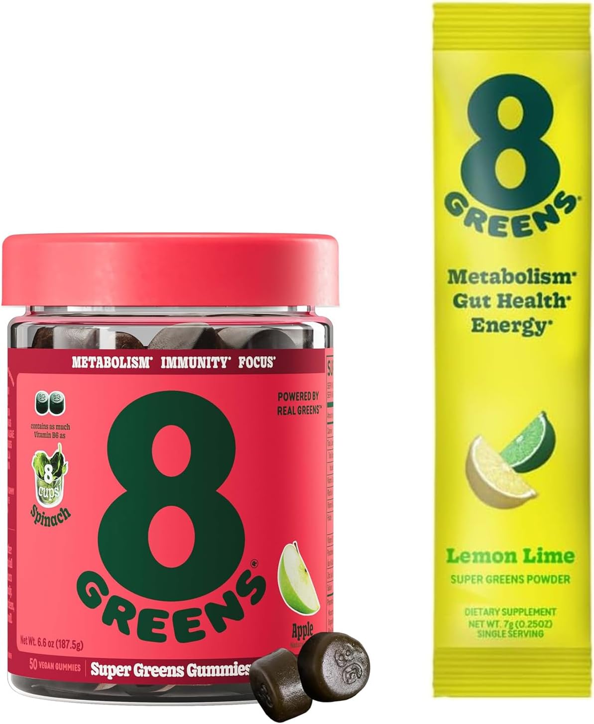 Amazon.com: 8Greens Daily Greens Gummies and Super Greens Powder, Super ...