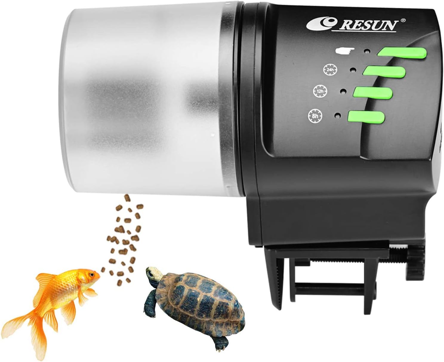 RESUN Automatic Fish Feeder, 100/200ml Auto Fish Food Dispenser ...