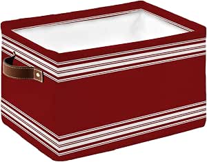 Amazon.com: Large Capacity Storage Bins Farmhouse Wine Red White Stripe ...