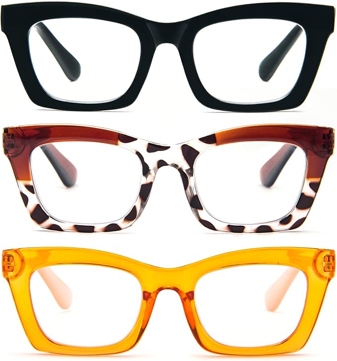 Kodilin 3 Pacco Occhiali da Lettura Vintage Oversize Square Frame ...