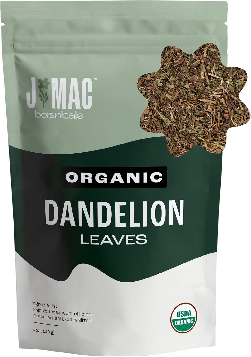 Amazon.com: Organic Dandelion Leaves by J Mac Botanicals (4oz bag) USDA ...