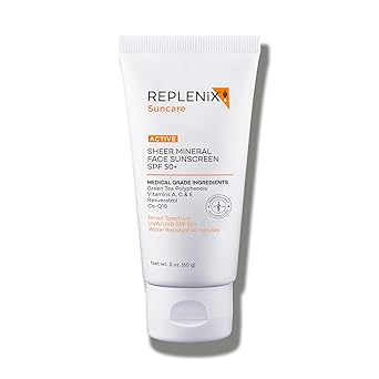 Amazon.com: Replenix Sheer Physical Sunscreen Cream SPF 50 Plus, 2 oz ...