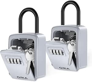ORIA Key Lock Box, Lock Box for Keys Outdoor with Combination, Shackle ...