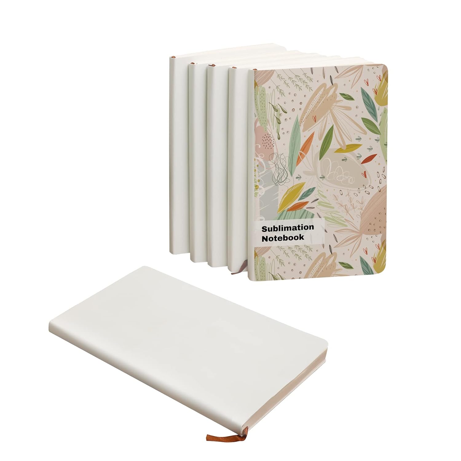 PYD Life 6 Pack Sublimation PU Notebooks Blank A5 Journal Lined 5.8" x ...
