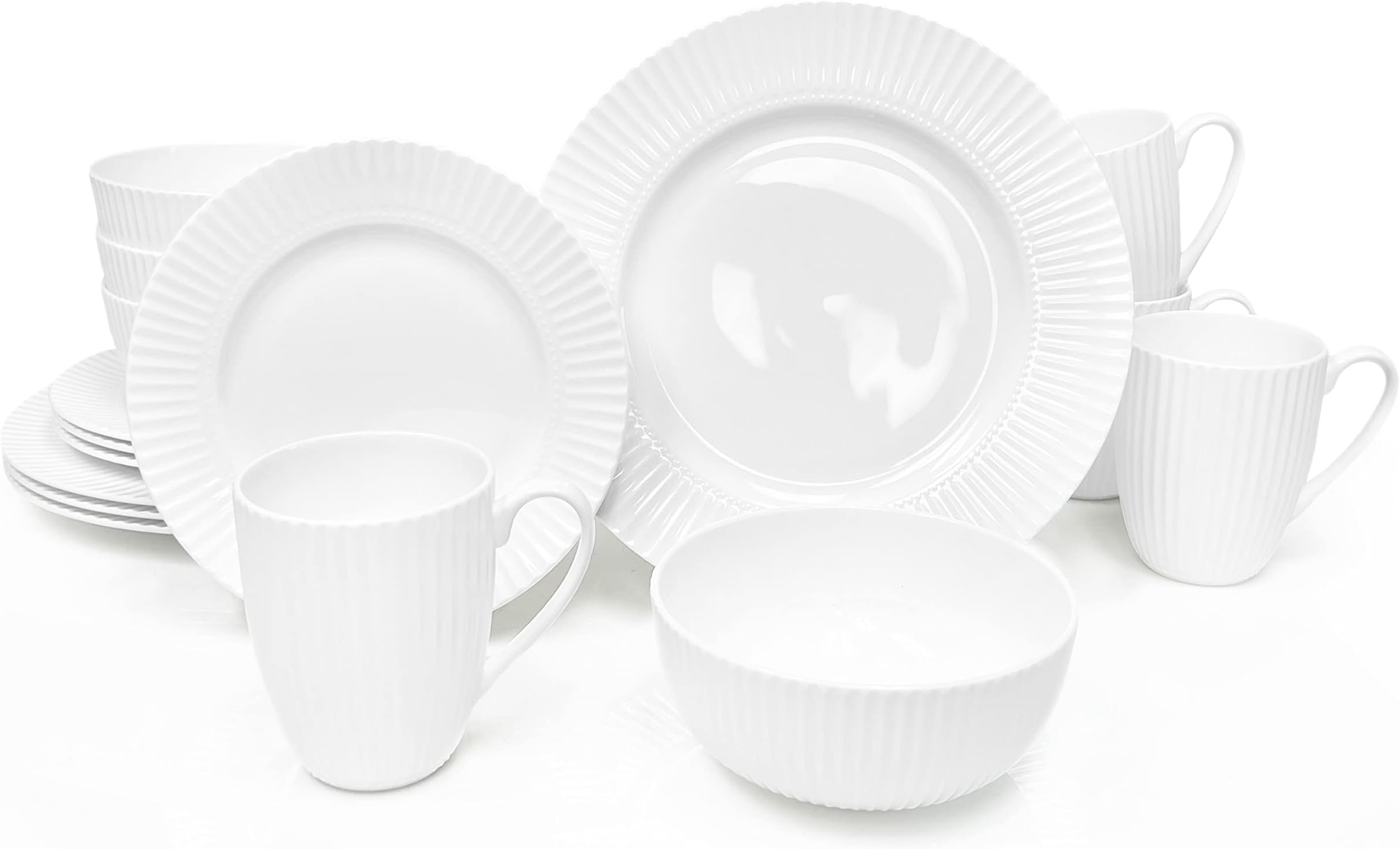 Amazon.com | Amazon Basics 16-Piece Porcelain Kitchen Dinnerware Set ...