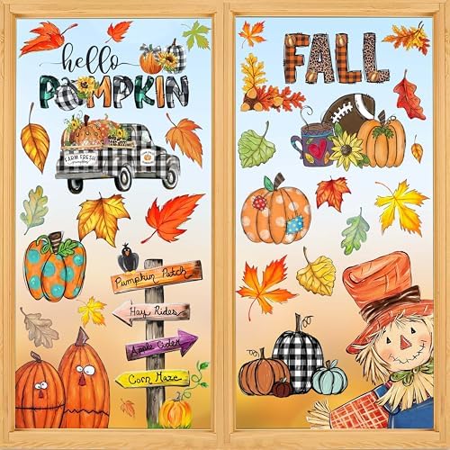 Amazon.com: Hrency Fall Window Clings Decorations for Glass Fall ...