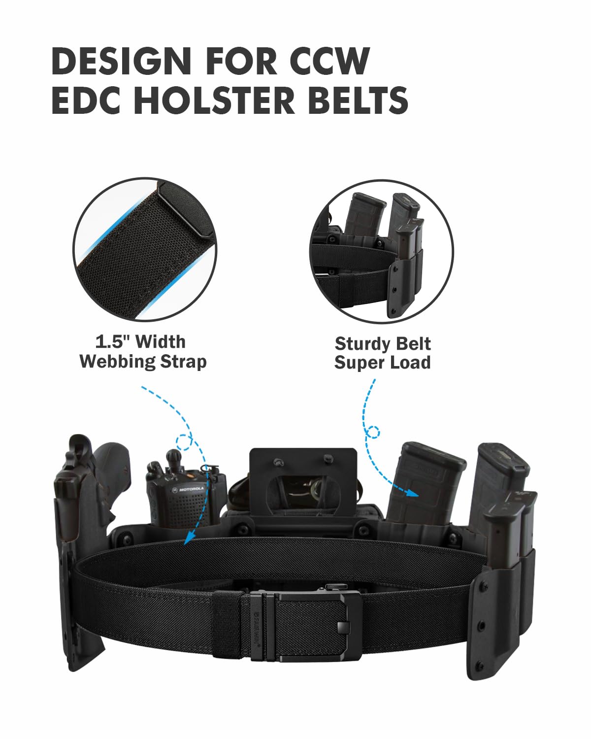 Snapklik.com : Gun Belts Rigid EDC Tactical Concealed Carry CCW 1.5" Heavy Duty Pistol Belt ...