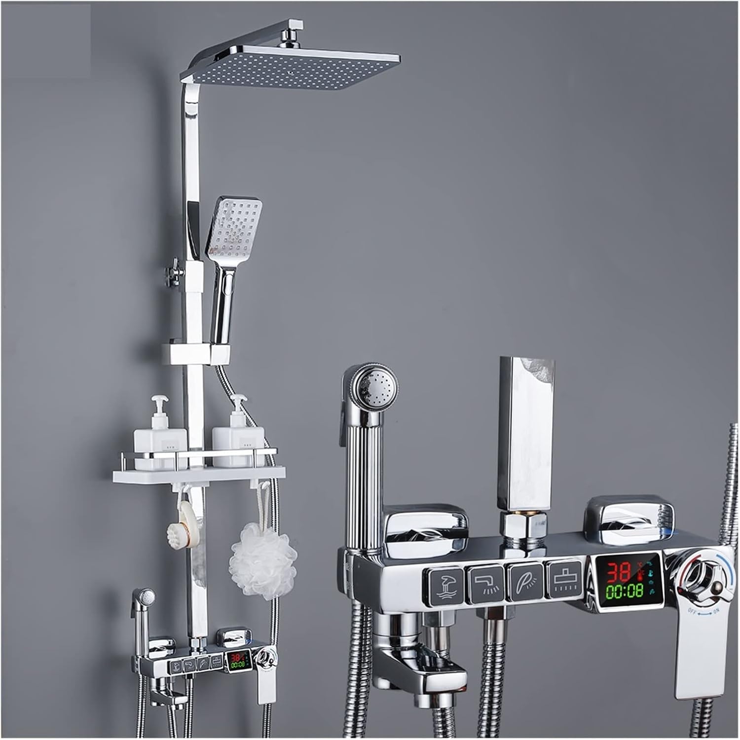 Amazon.com: Shower System, Digital Shower System Long Spout Display Thermostatic Shower Faucet ...