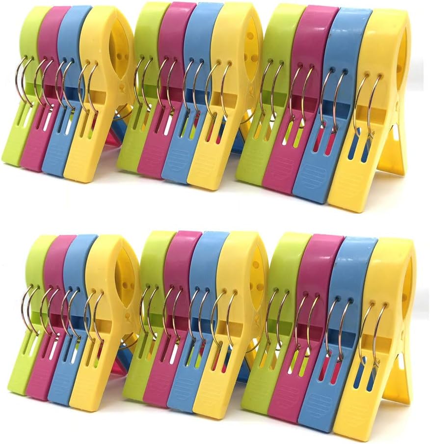 24 Pack Beach Towel Clips, Colorful Plastic Cruise Ship Clip,Lounger ...