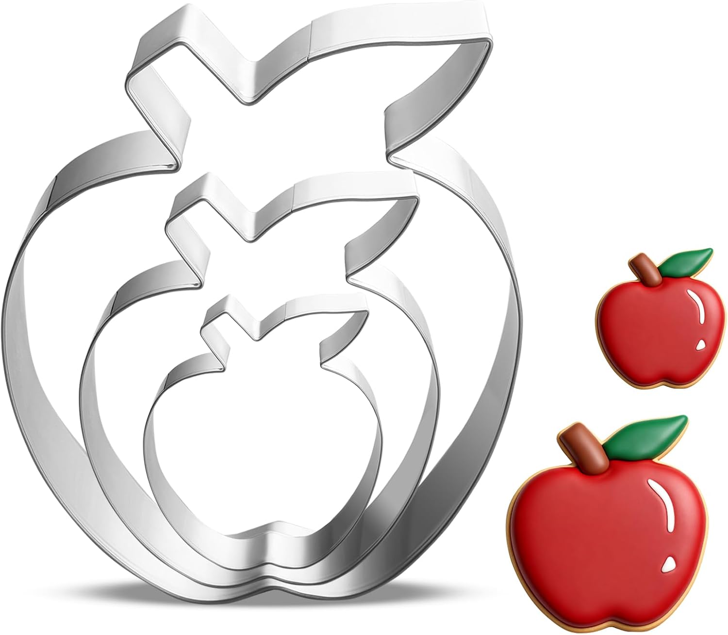 Amazon.com: 3 Piece Apple Cookie Cutter Set - 3.5", 2.7", 2" Fruit ...