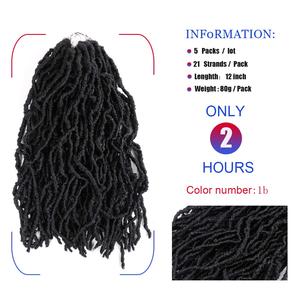 12 Inch -5Pack Soft Locs Wavy Faux Individually Locs Most Natural ...