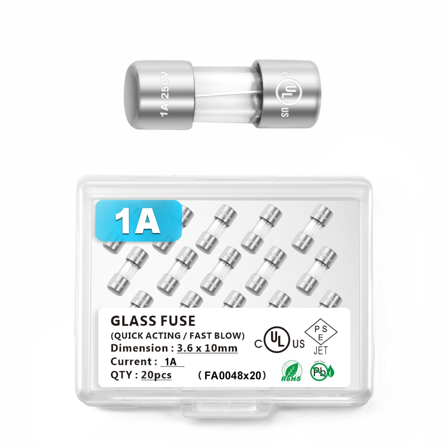 Snapklik.com : Chanzon 20Pcs UL Listed 3.6x10mm 1A 125V/250V 1 Amp F1AL ...