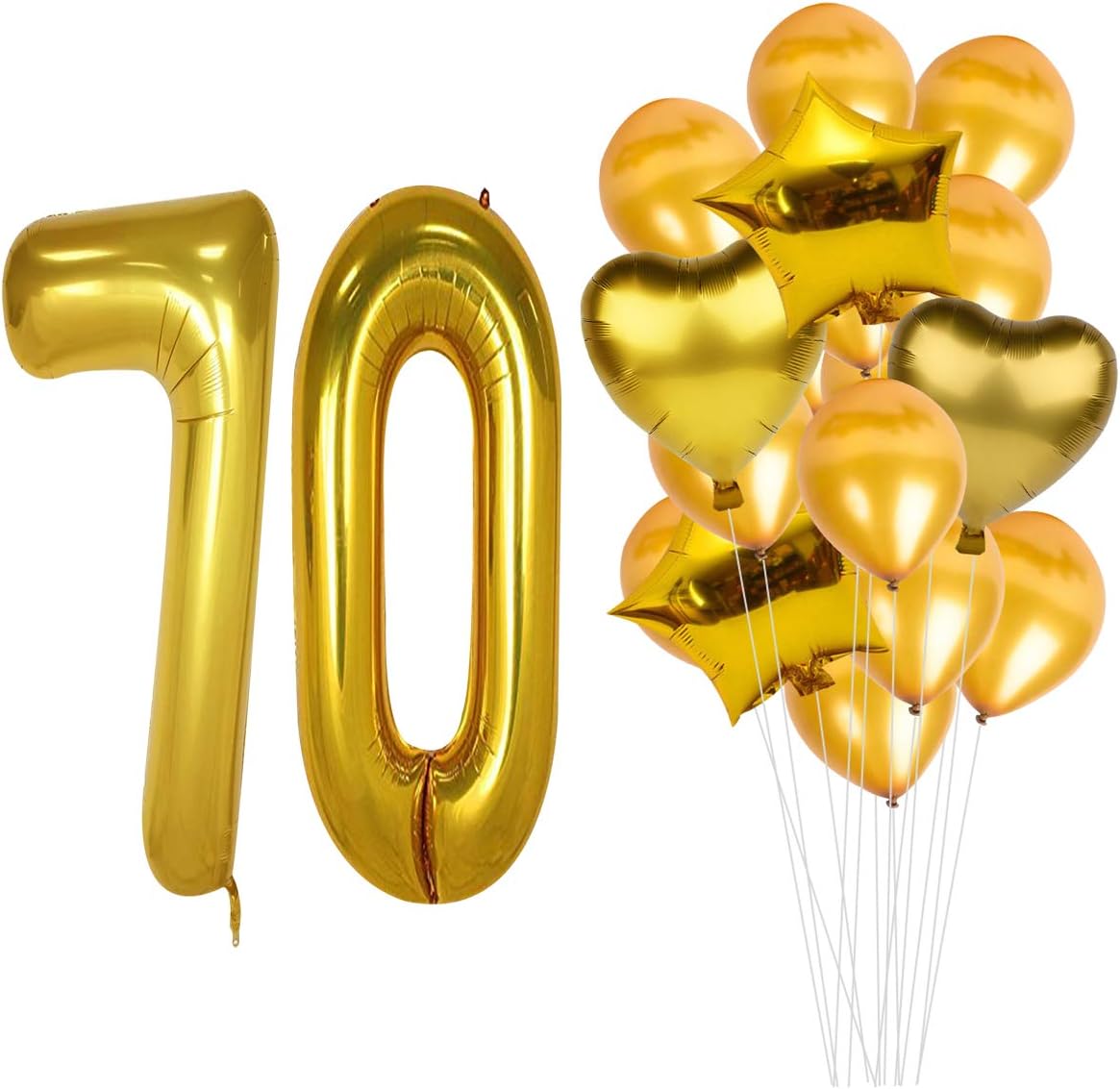 Amazon.com: 40 Inch Gold 70th Birthday Helium Jumbo Digital Number 70 ...
